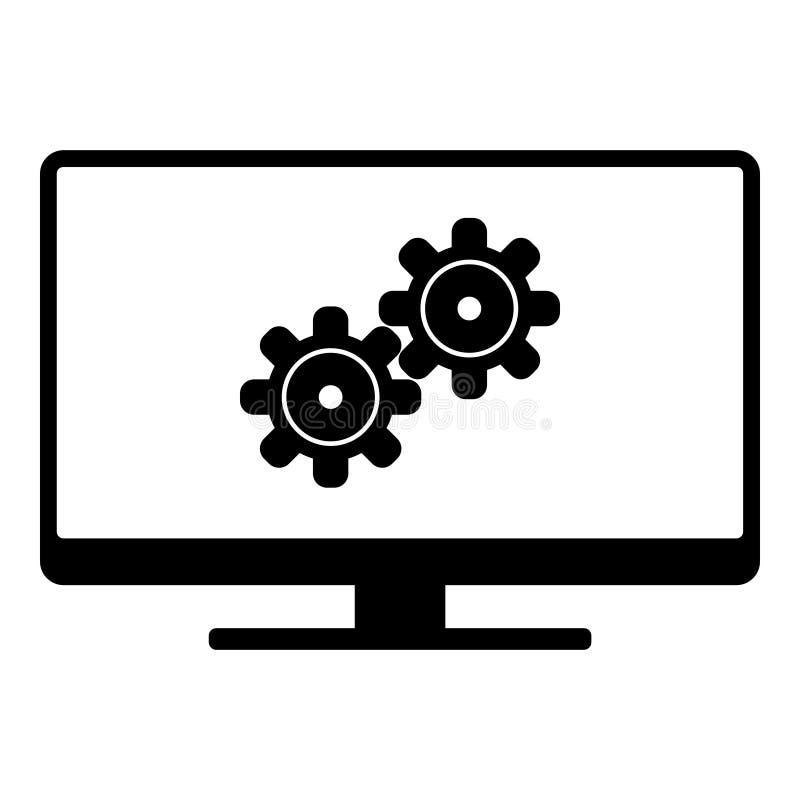 Gear and screen stock vector. Illustration of computer - 194713568