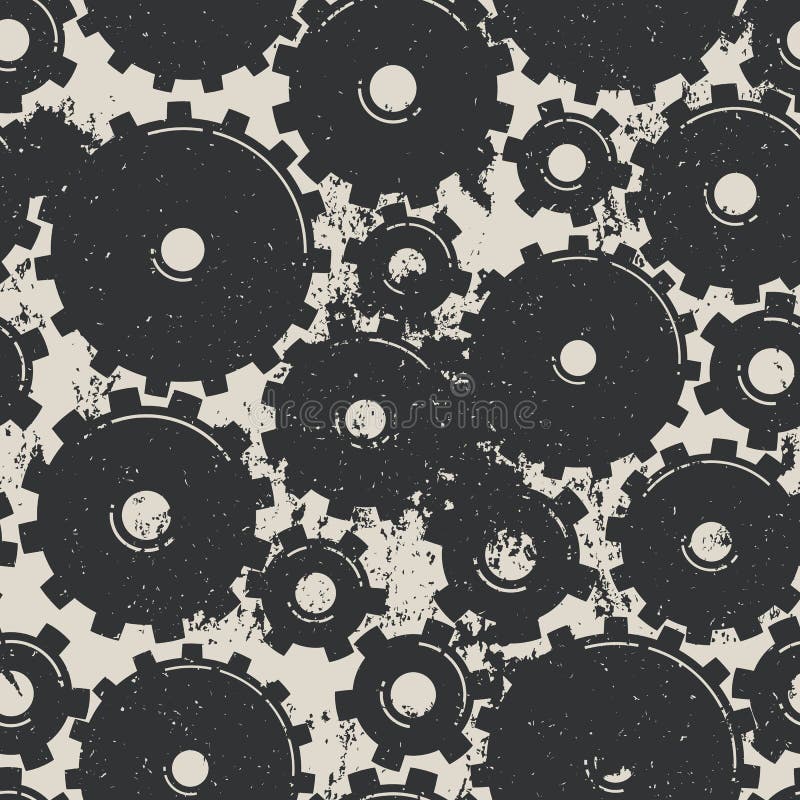 Gears Seamless Pattern. Mechanical Grungy Background Stock Vector ...