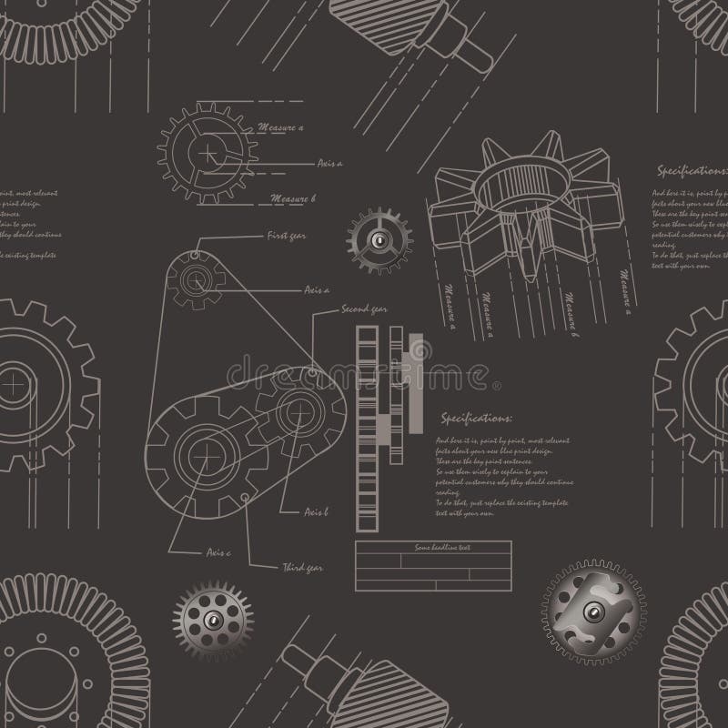 Gears seamless pattern stock vector. Illustration of cogwheel - 34491381