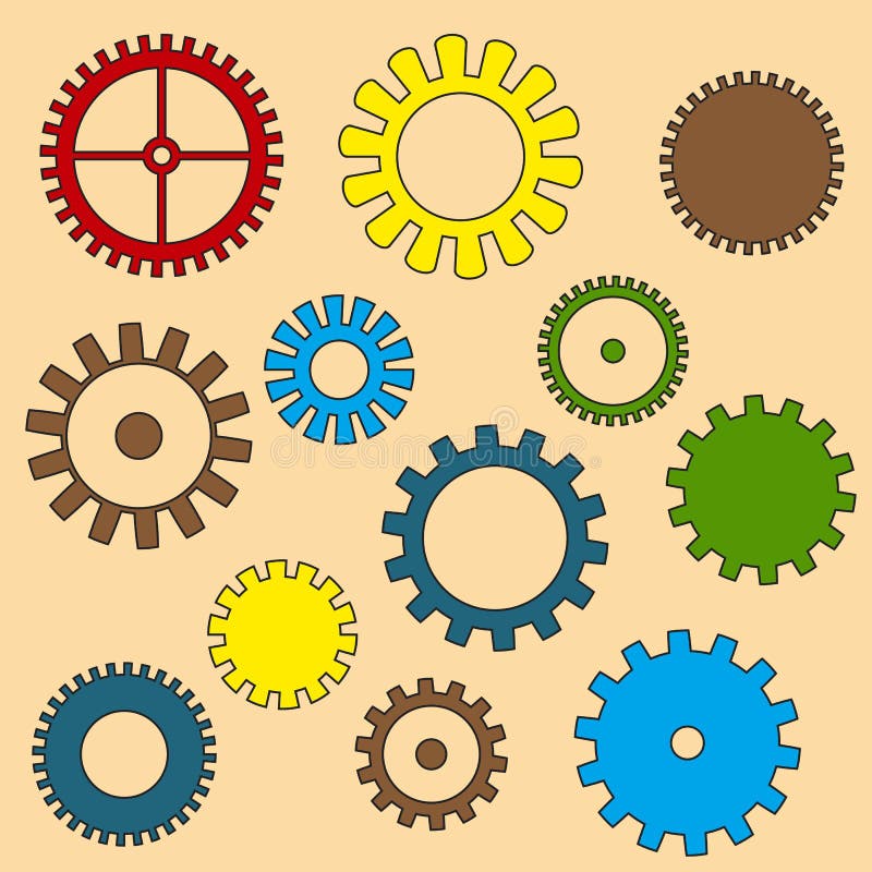 81 Gears, in Graphic Style, Isolated on a White Background Stock Vector ...