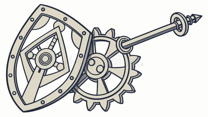 Gears and Shield Illustration, Security, Protection, Mechanism, Vector ...