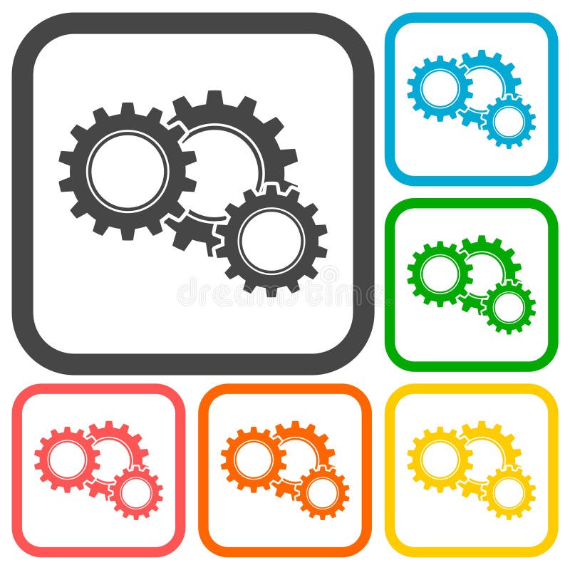 Gears sign icons set stock vector. Illustration of industry - 90688955