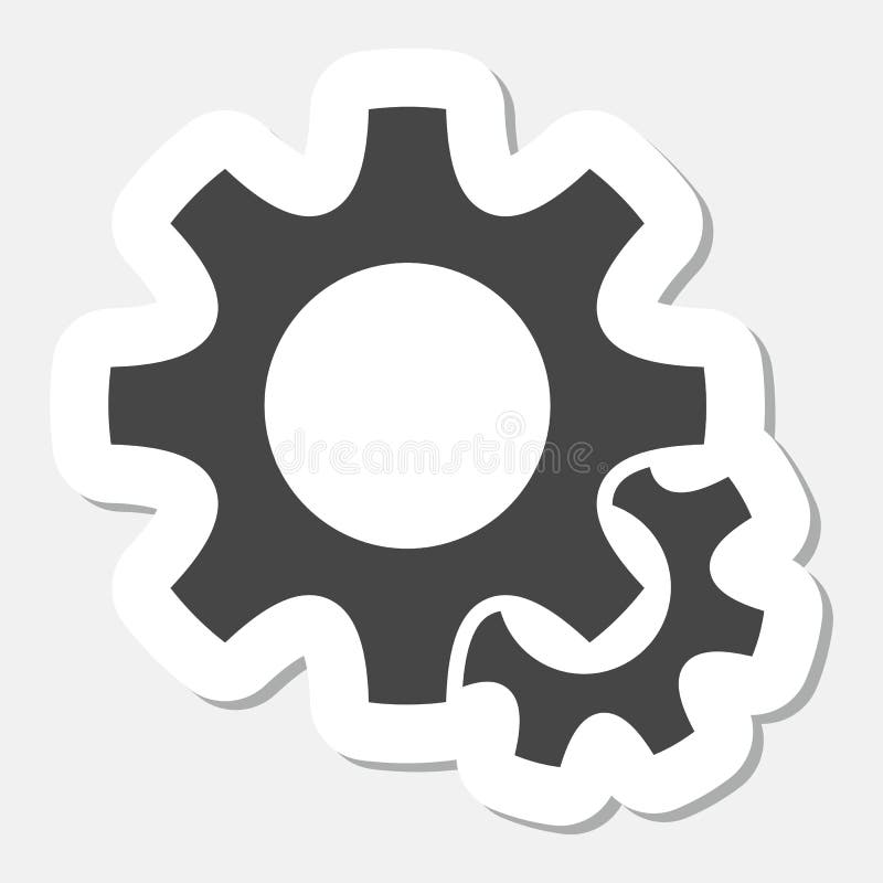 Gears sign sticker stock vector. Illustration of icon - 83526882