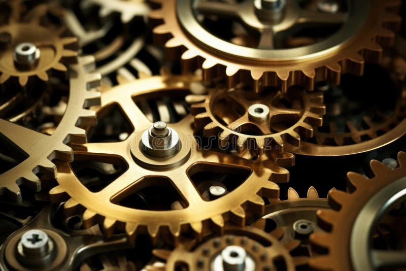 Gears of Silver and Copper Close-up View Side View Stock Illustration ...
