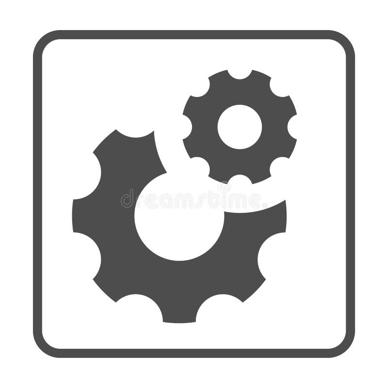 Gears Solid Icon, Robotization Concept, Two Cog Wheel Sign on White ...