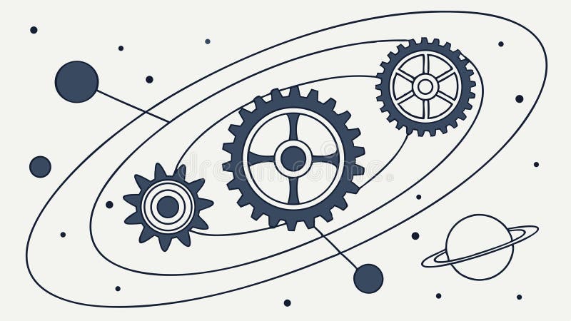 Gears in Space Vector Art, Cosmic Engineering, Vector Design Generative ...