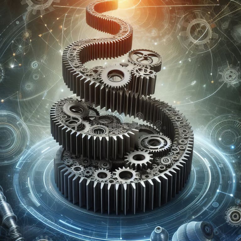 Gears in a Spiral Gears in a D Spiral Symbolizing Cyclical Impr Stock ...