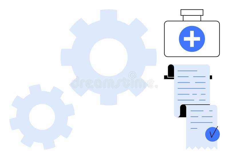 Gears Symbolizing Technical Processes with Medical Record and Health ...
