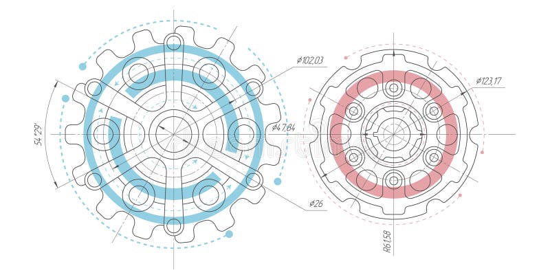 Technical Drawing .Mechanical Engineering Background .Technology Banner ...