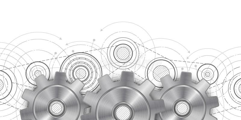 Technical Drawing of Gears .Rotating Mechanism of Round Parts .Machine ...