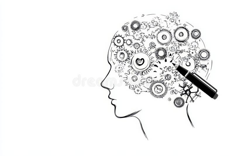 Gears of Thought a Simple Line Drawing of a Mind in Motion Symbolizing ...