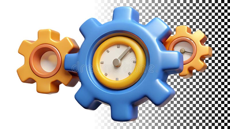 Gears and Timer Mechanism Process Time Management Production Png ...