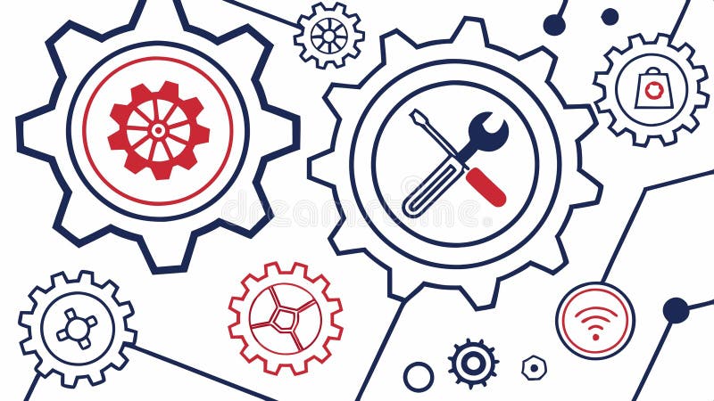 Gears and Tools Illustration, Mechanical Work and Engineering ...