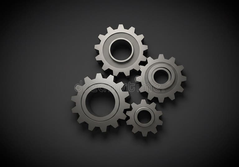 Gears Turning on Dark Background Mechanic Concept Stock Illustration ...