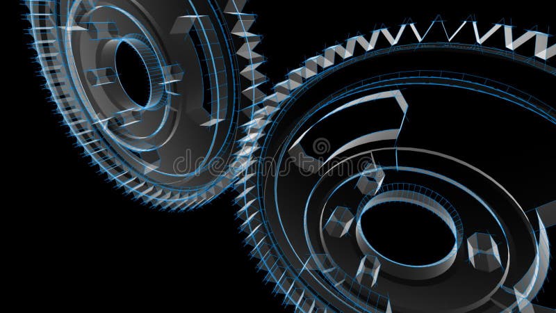 Gears Turning (Blueprint Sketch Animation) Stock Footage - Video of ...