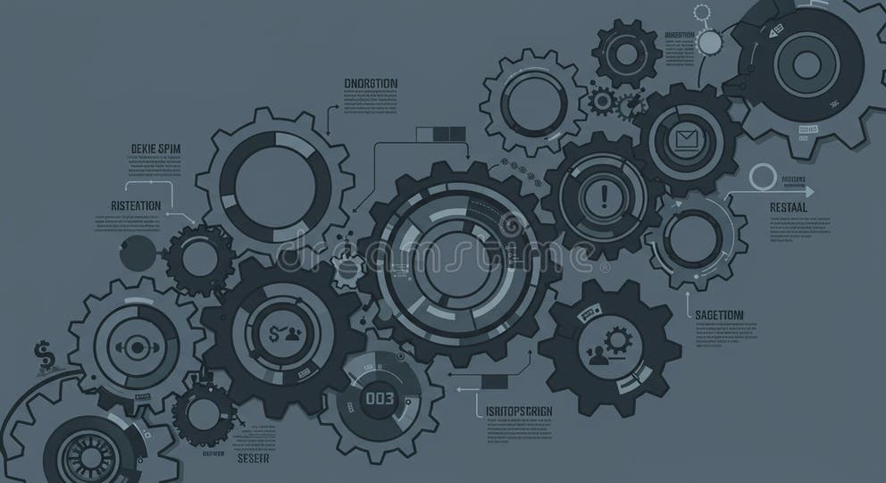 Gears of Varying Sizes and Interlocking Teeth are Arranged in a Complex ...