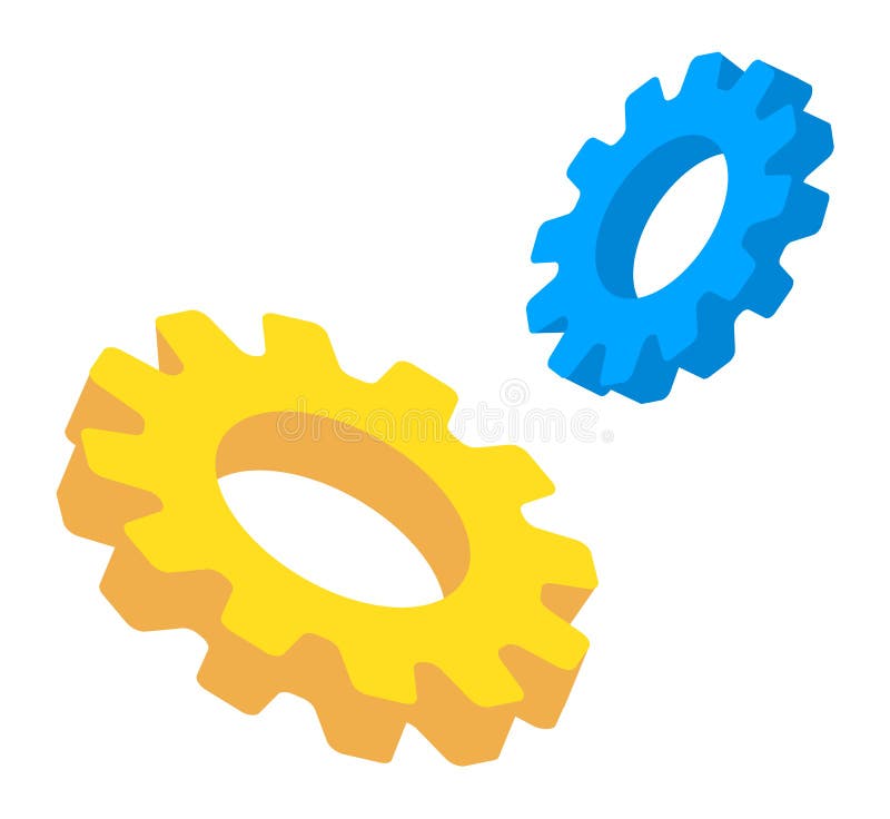 Gears Vector Isometric. Mechanical Technology Machine Engineering ...