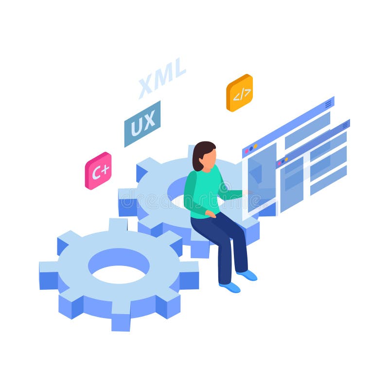 Gears Web Development Composition Stock Vector - Illustration of ...