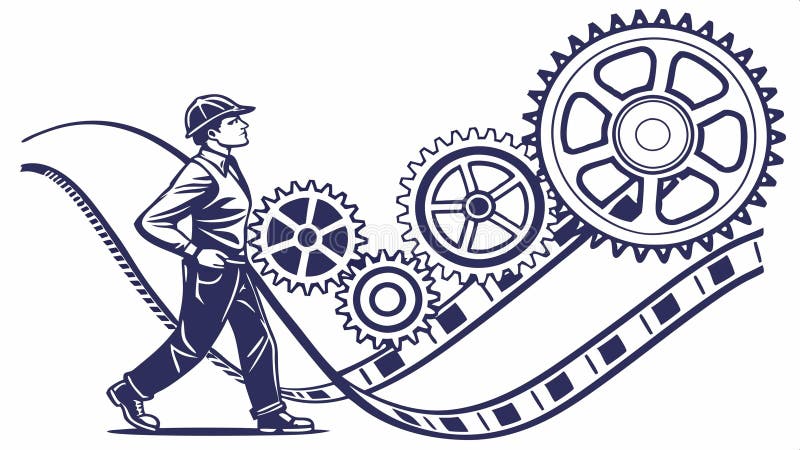 Gears Worker Industry, Mechanical Engineering and Labor Illustration ...