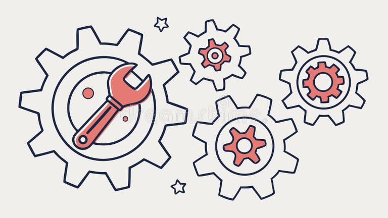 Gears with Wrench. Engineering, Repair, and Problem-Solving, Vector ...