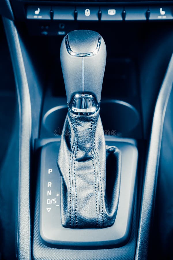Gearstick of Speed Shift Selector in Car Stock Image - Image of blue ...