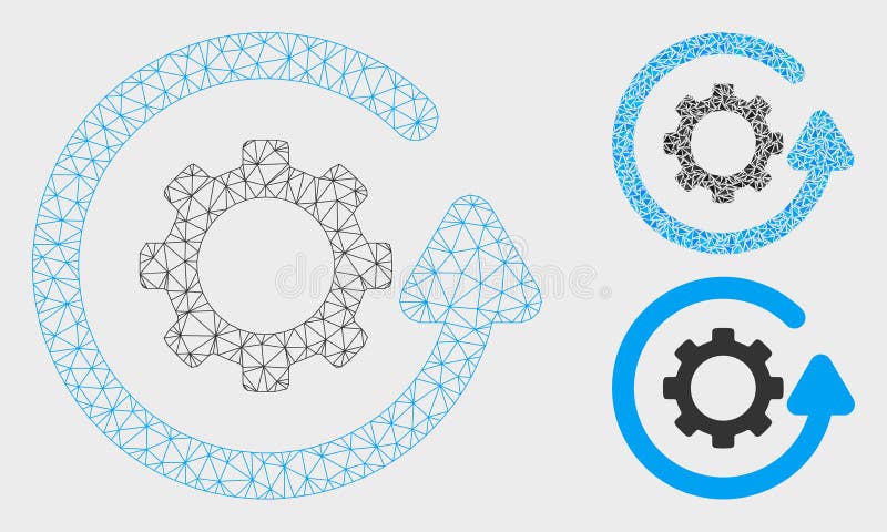 Gearwheel Rotation Direction Vector Mesh Wire Frame Model and Triangle ...
