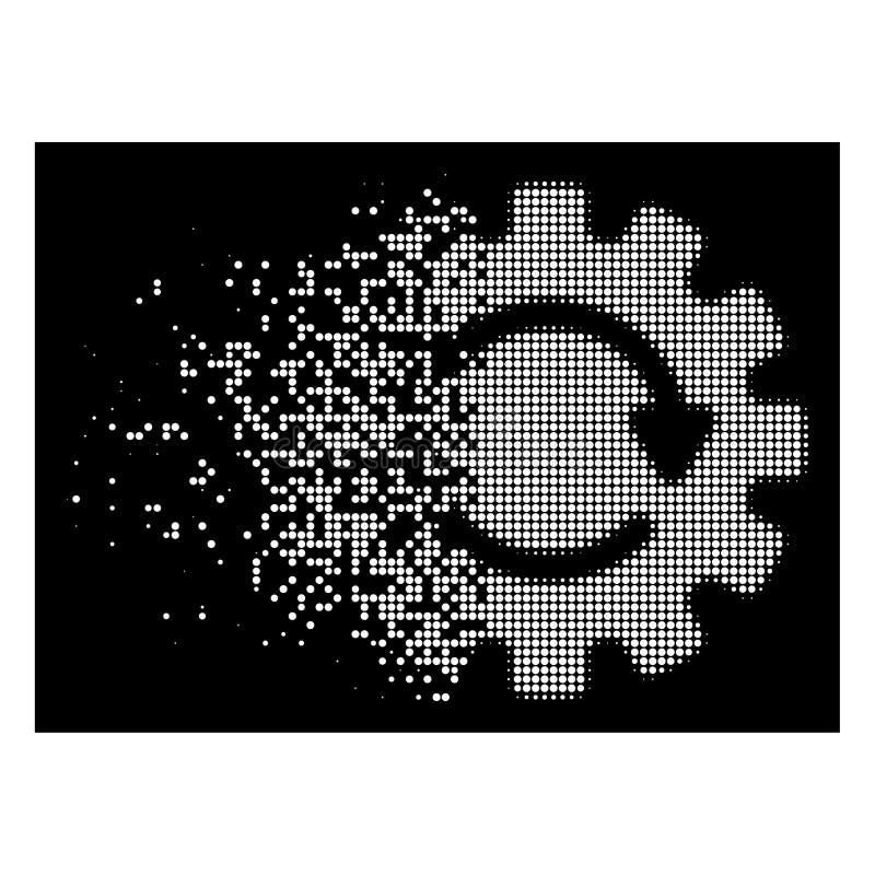 Bright Disappearing Pixel Halftone Gearwheel Rotation Icon Stock Vector ...