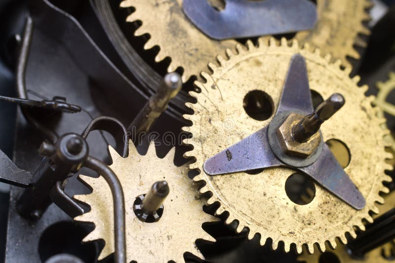 Gearwheels Inside Clock Mechanism. Stock Image - Image of cogs ...