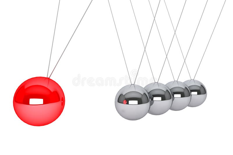 3d Newtons-wieg Met Het Slingeren Van Rode Bal Stock Illustratie ...