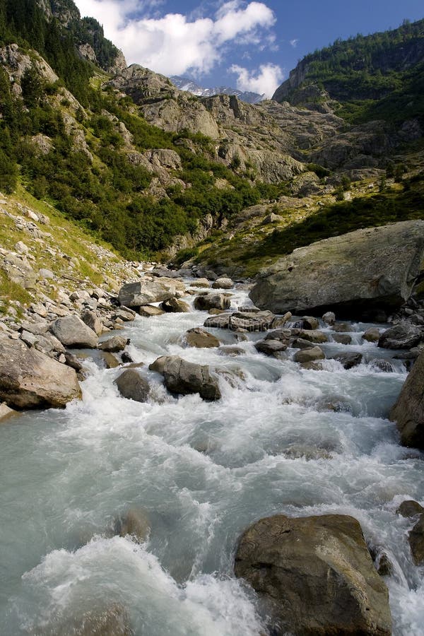 Gebirgsstrom in Den Schweizer Alpen Stockbild - Bild von alpen ...
