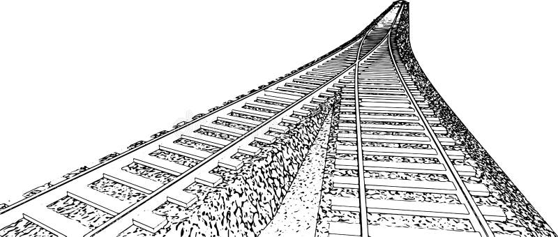 Gebogen Eindeloos Treinspoor Vector Illustratie - Illustration of grijs ...