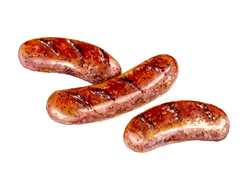 Gebraden Worsten Op De Grill Met Roomsaus En Een Salade Van Radi Stock ...