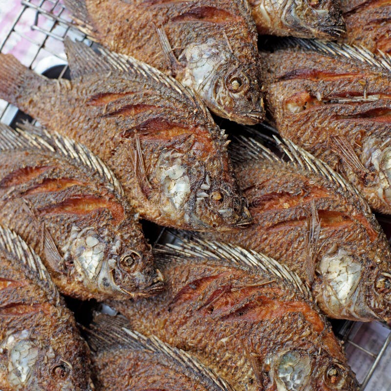 Gebratene Nil-Tilapia Oder -oreochromis Nilotica Fische Stockfoto ...