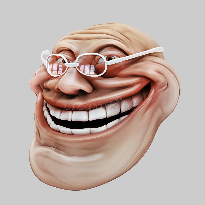 Gebrilde Trollface Internet-sleeplijn 3d Illustratie Stock Illustratie ...
