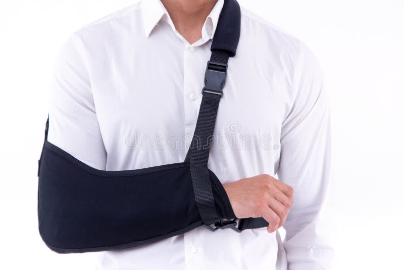 Gebroken Hand Met Een Armsteun Stock Foto - Image of verwonding, schade ...