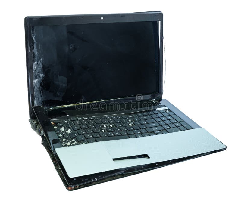 Gebroken Laptopscherm Met Een Hamer Erop Stock Afbeelding - Image of ...
