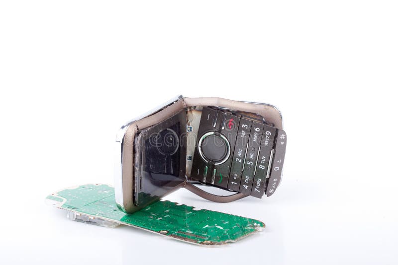 Kapotte mobiele telefoon stock afbeelding. Image of aantallen - 12739445
