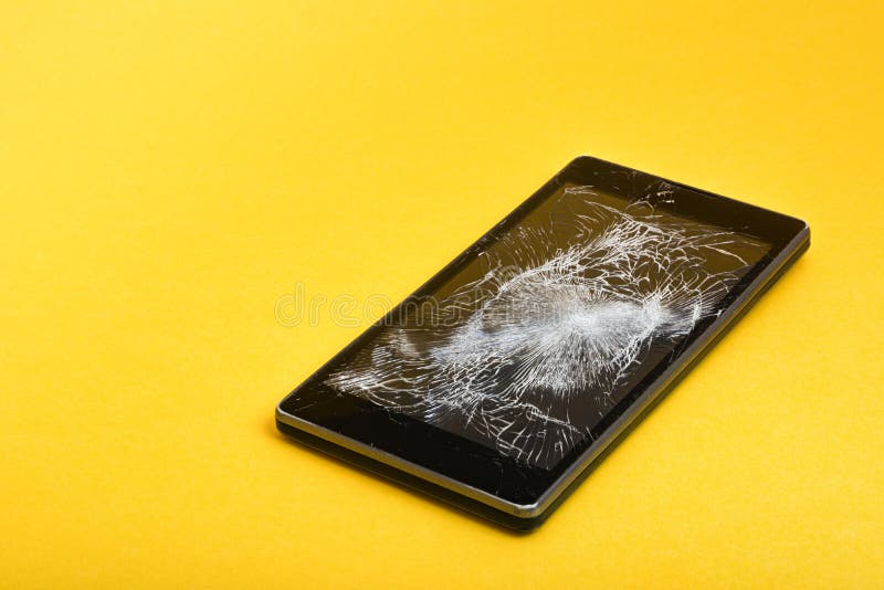 Kapotte Telefoon Met Gebarsten Scherm Gerepareerd Met Pleister. Stock ...