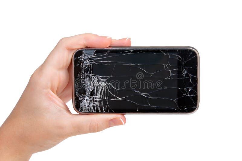 Het Gebarsten Telefoonscherm Stock Afbeelding - Image of telefoon ...