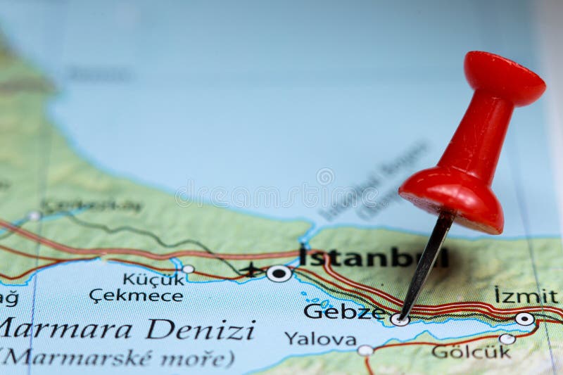 Gebze, Turkey pin on map stock image. Image of place - 372920983