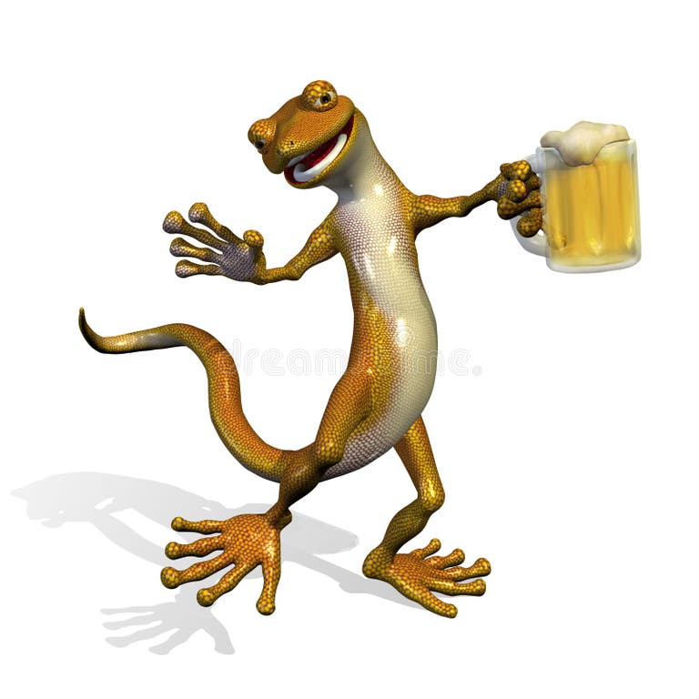 Gecko with Beer stock illustration. Illustration of cartoon - 4759318