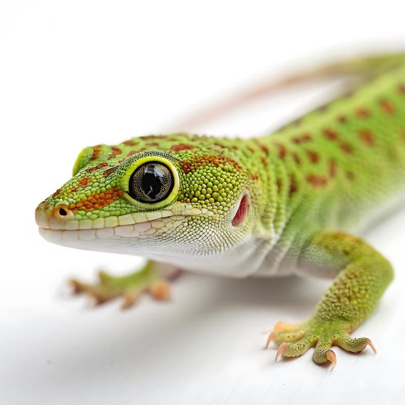 Gecko with Intricate Patterns and Sharp Claws, Captured on a White ...