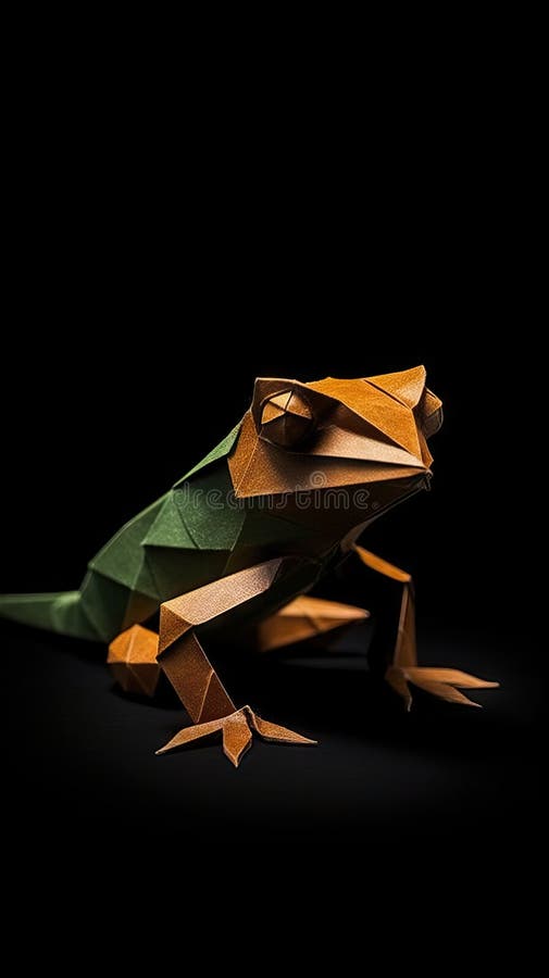 Gecko Origami on Dark Background AI Generated Stock Illustration ...
