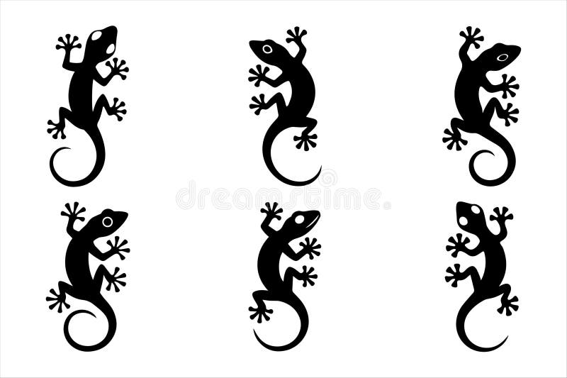 Gecko Silhouette Set Diverse Lizard Poses Vector Illustration Stock ...