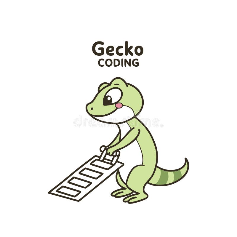 Geckos Enthusiastic Coding Adventure Stock Photo - Illustration of colorful, animal: 358252980