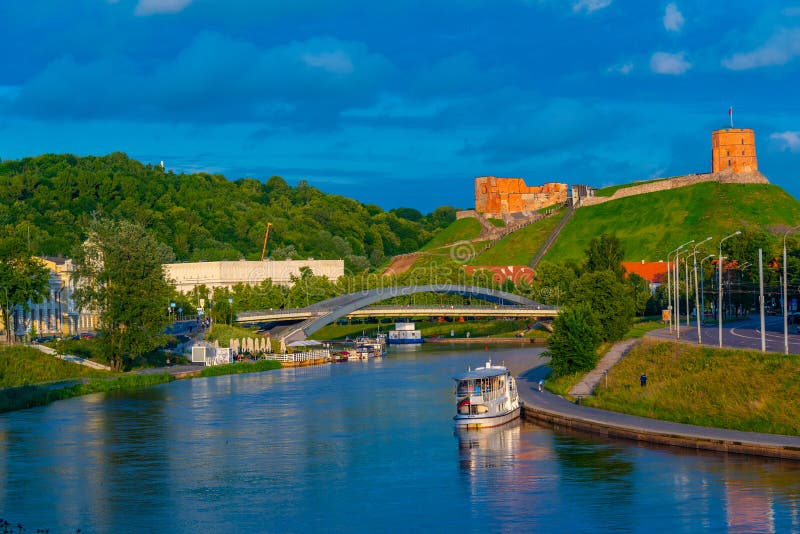 Gediminas Castle in the Lithuanian Capital Vilnus Reflecting on Stock ...