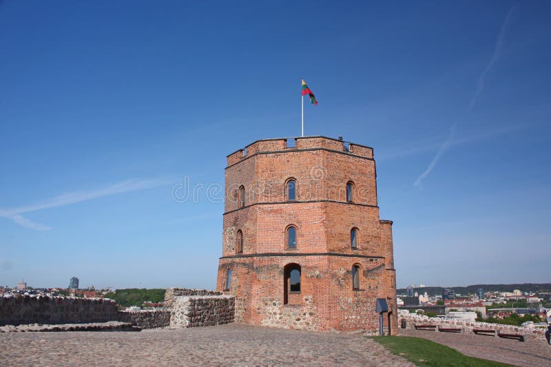 Gediminas Castle Tower On Hill In Vilnius Stock Image - Image of famous ...