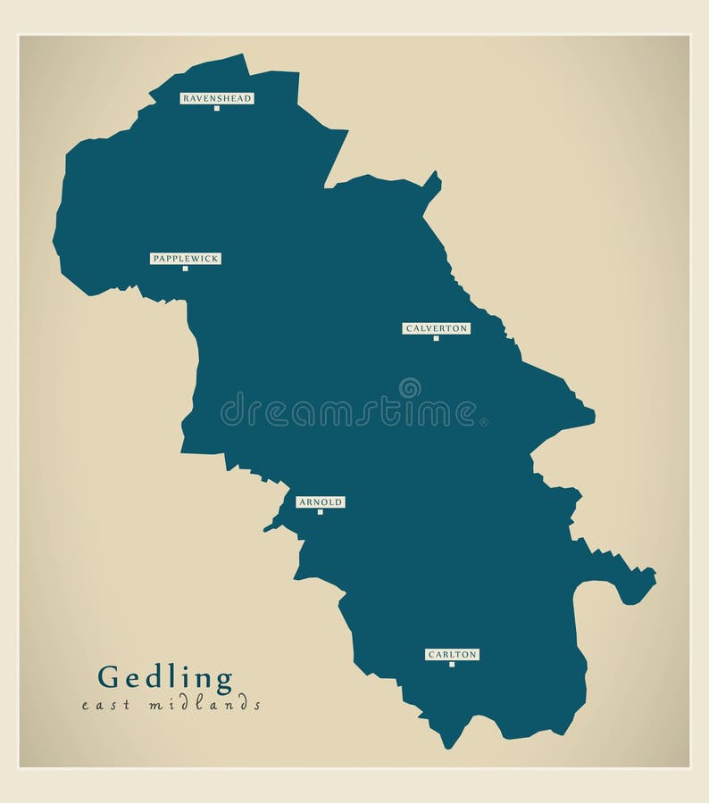 Gedling District Map - England UK Stock Vector - Illustration of ...