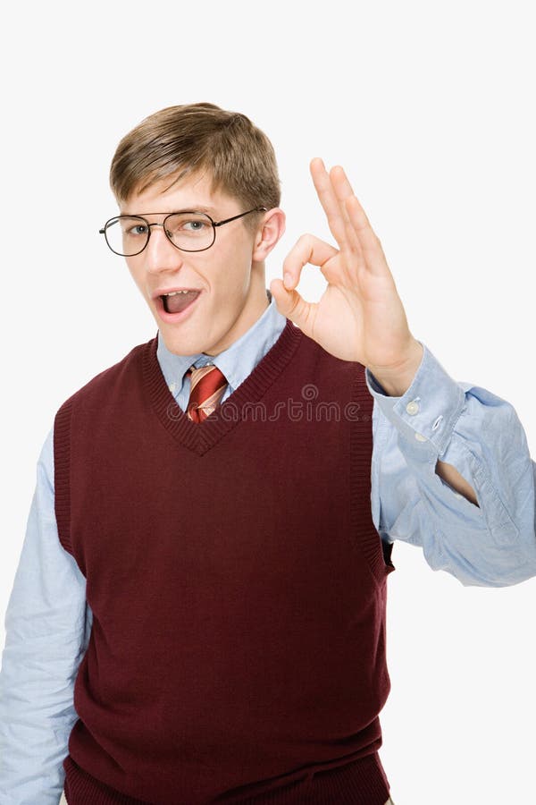 Geek Raising His Hands in Anger Stock Photo - Image of nerdy, power ...