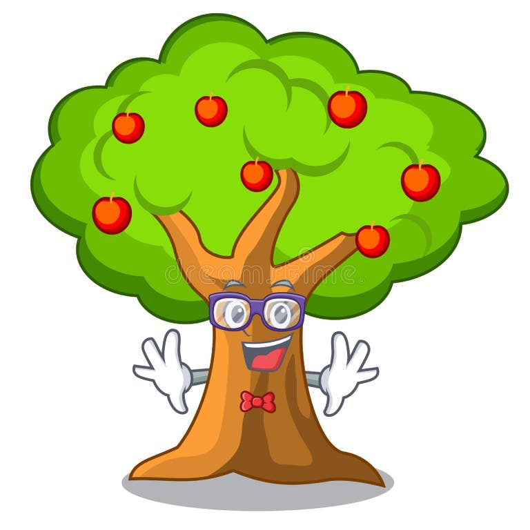 Geek Apple Tree Full of Isolated Mascot Stock Vector - Illustration of ...